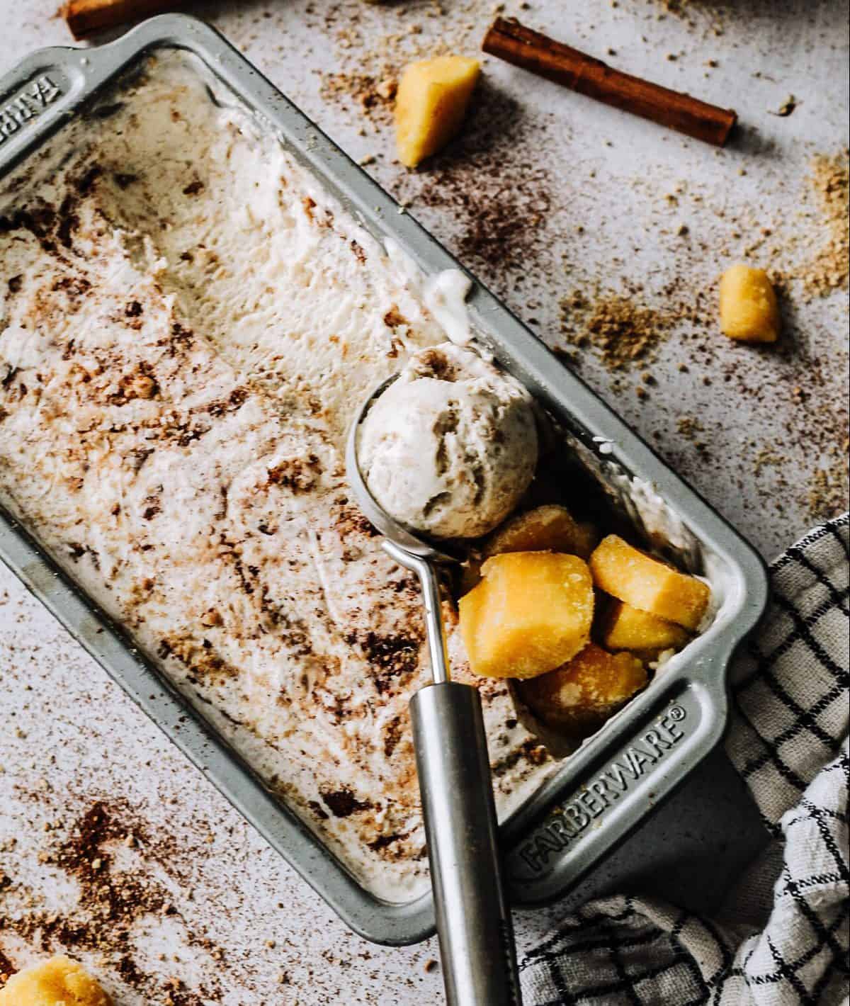 Spiced Rum Mango Cobbler No-Churn Ice Cream - Britney Breaks Bread
