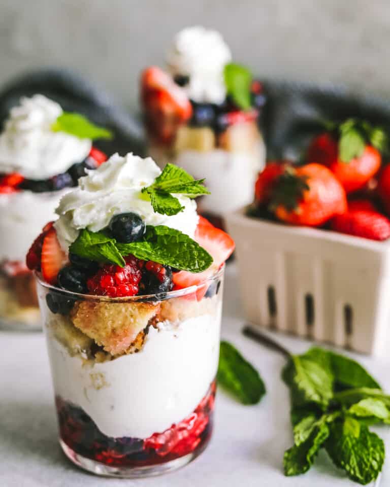 Mixed Berry Trifles with Butter Cake - Britney Breaks Bread