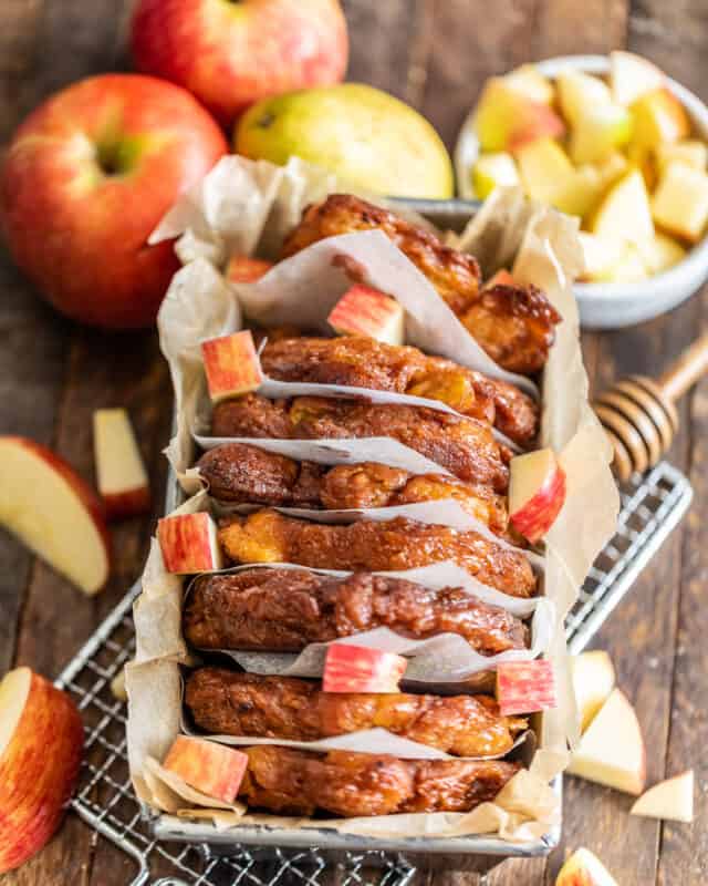 Apple Pear Fritters with Honey Glaze + Video - Britney Breaks Bread
