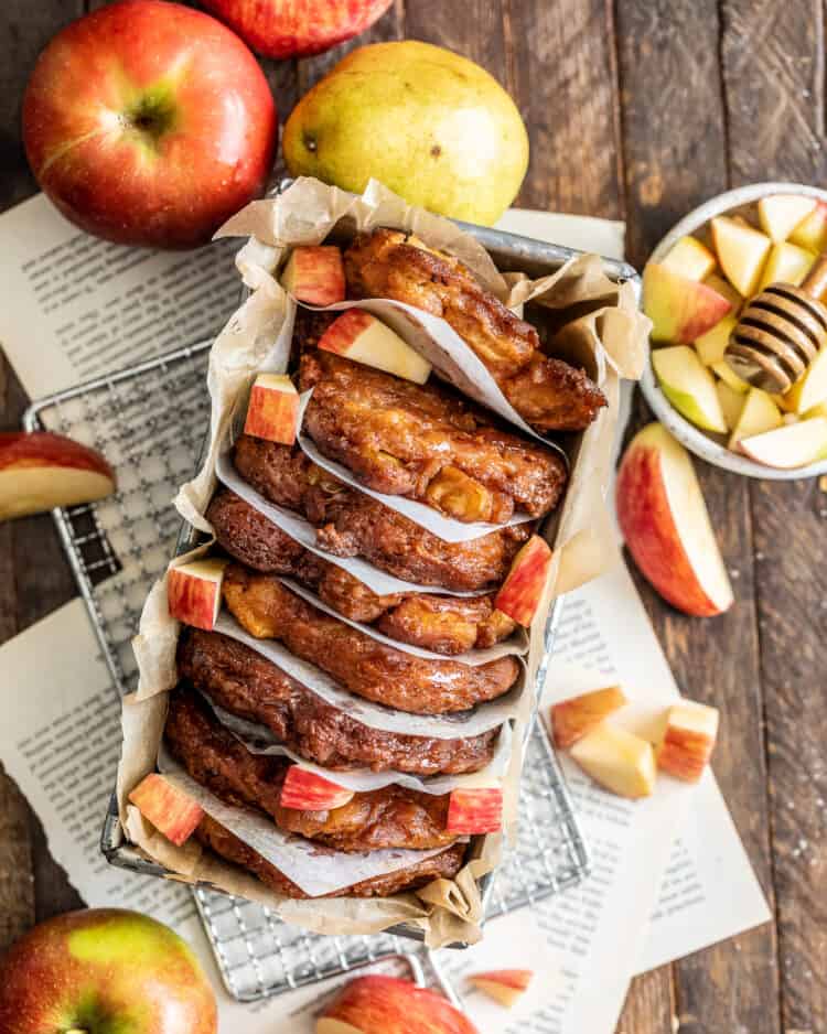 Apple Pear Fritters with Honey Glaze + Video - Britney Breaks Bread