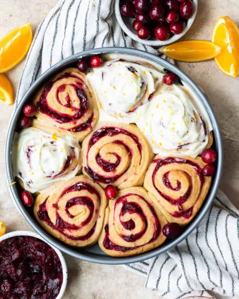 Cranberry Cinnamon Rolls with Orange Icing - Britney Breaks Bread
