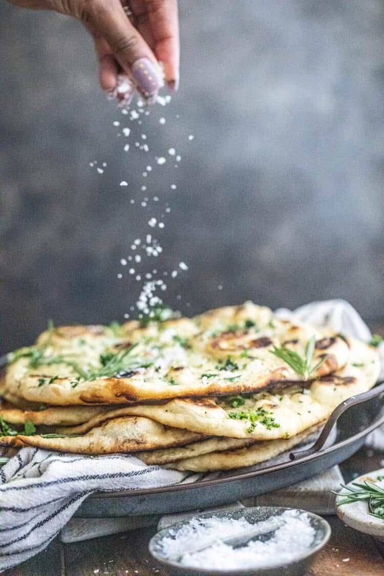 Rosemary Garlic Butter Naan - Britney Breaks Bread