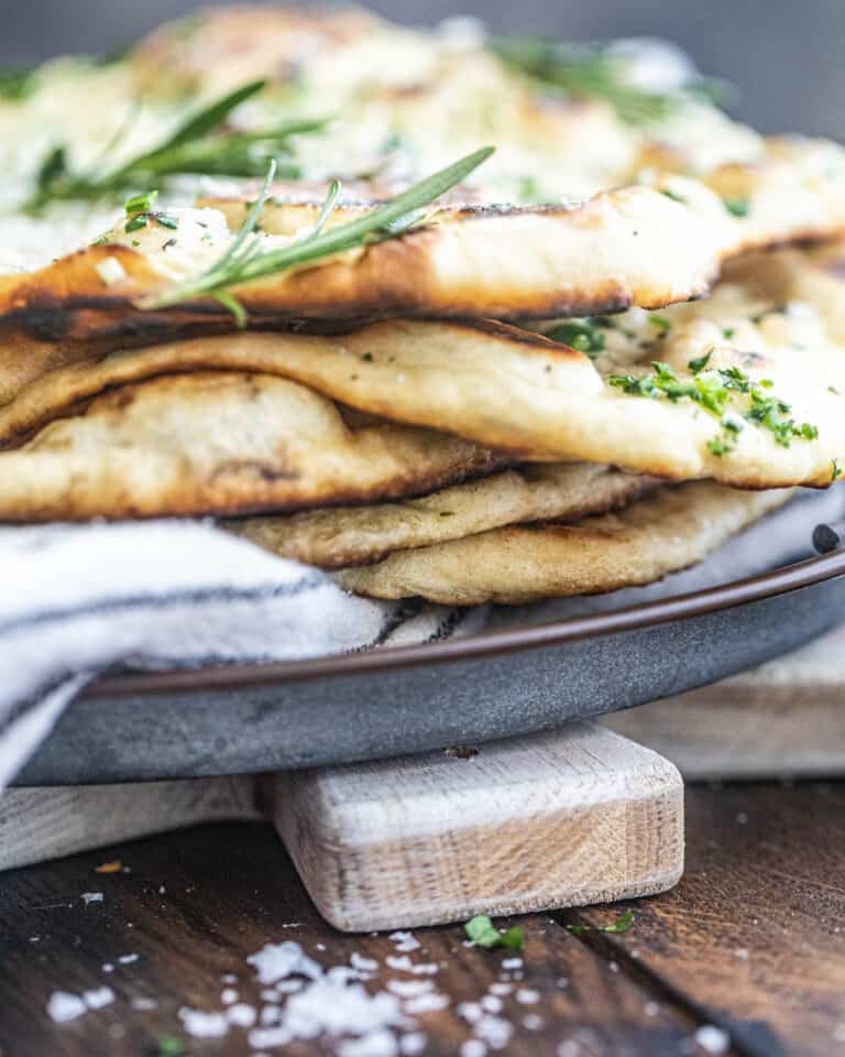 Rosemary Garlic Butter Naan - Britney Breaks Bread