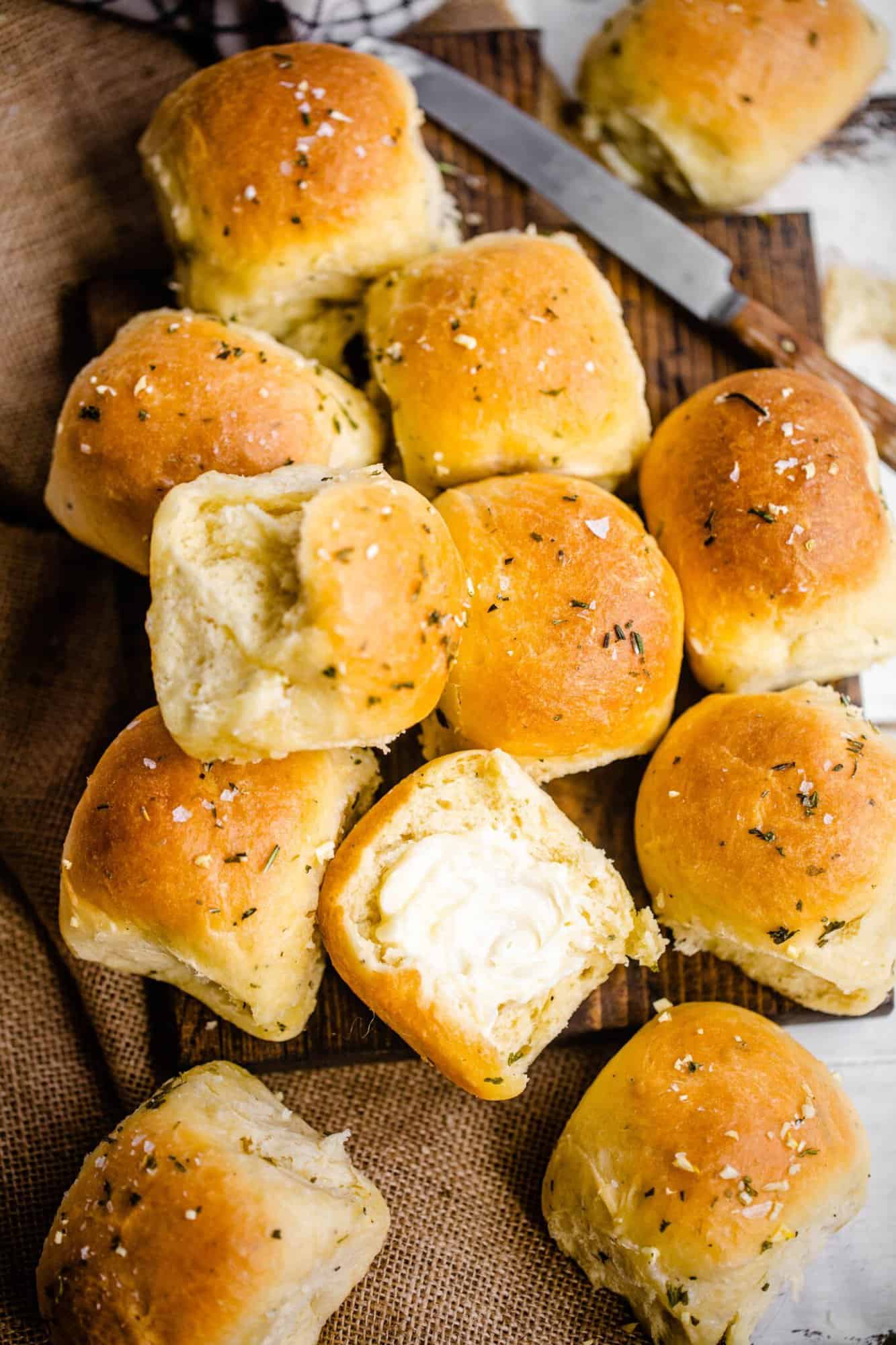 Rosemary Dinner Rolls with Garlic Butter - Britney Breaks Bread