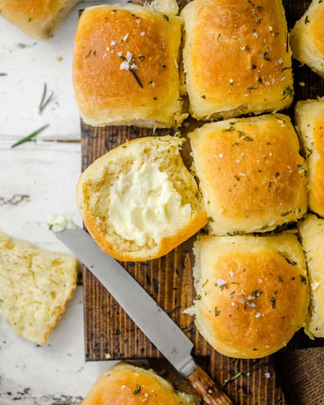 Rosemary Dinner Rolls with Garlic Butter - Britney Breaks Bread