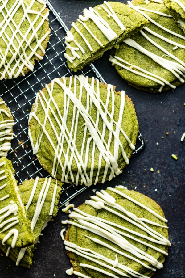 White Chocolate Filled Matcha Cookies - Britney Breaks Bread