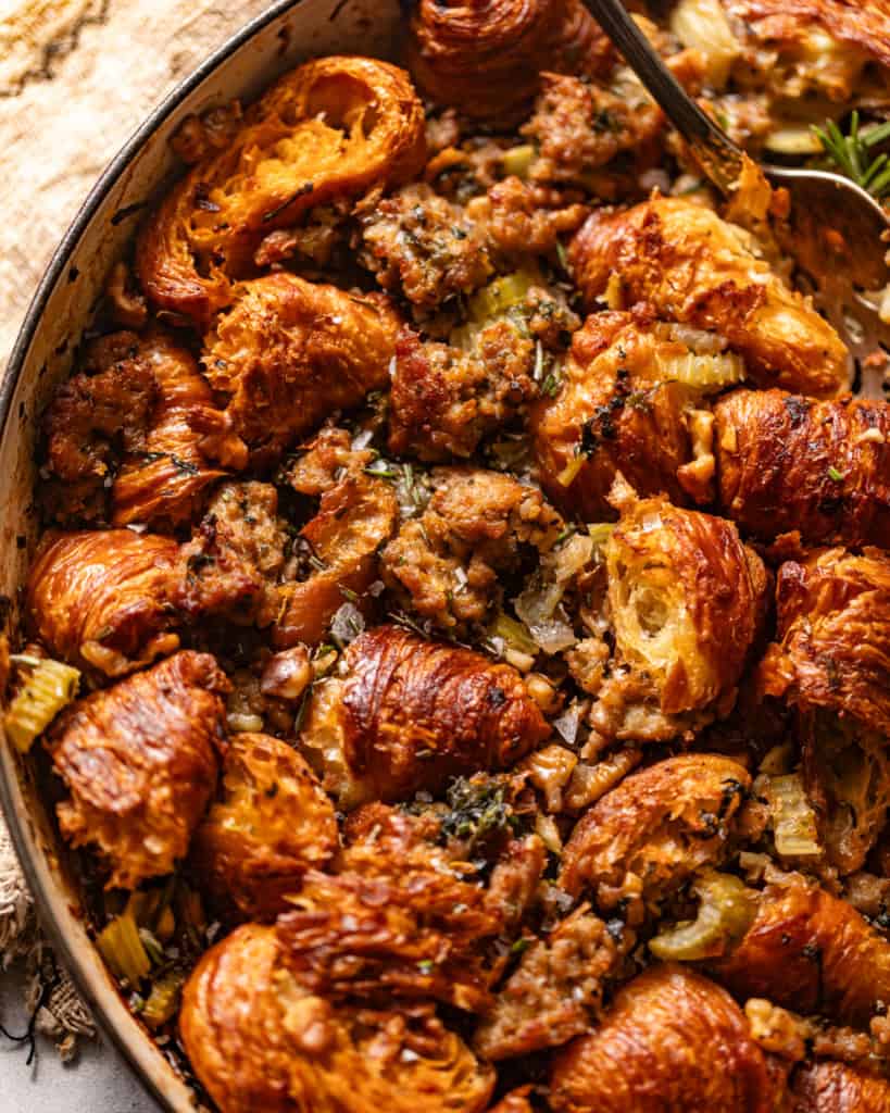 Crispy and Buttery Croissant Stuffing - Britney Breaks Bread
