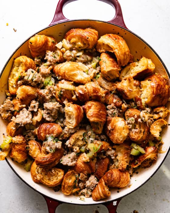 Crispy and Buttery Croissant Stuffing - Britney Breaks Bread