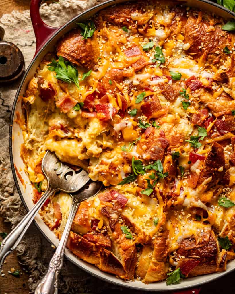 Croissant Breakfast Casserole (crisp and buttery!) - Britney Breaks Bread