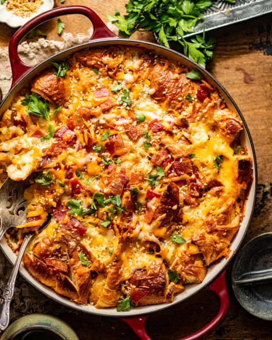 Croissant Breakfast Casserole (crisp and buttery!) - Britney Breaks Bread