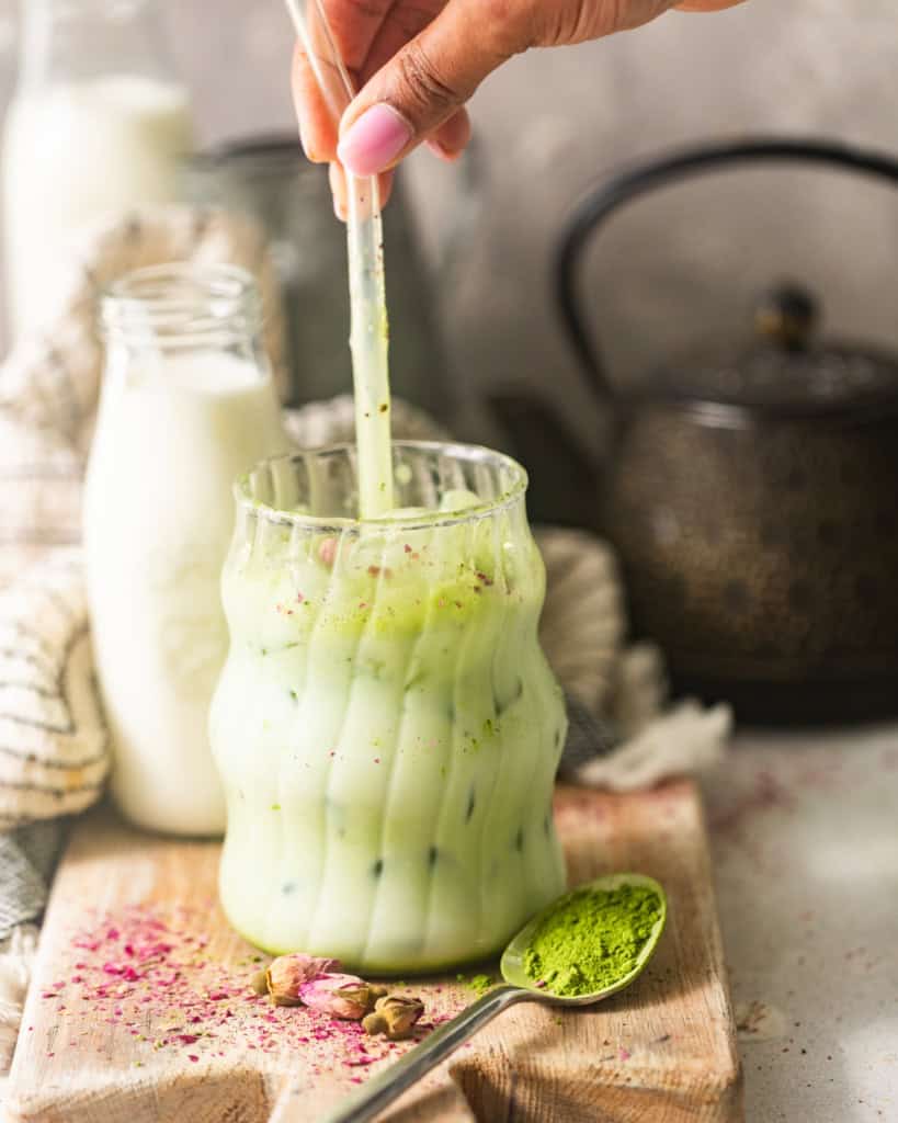 Easy Iced Matcha Latte (smooth and creamy!) - Britney Breaks Bread