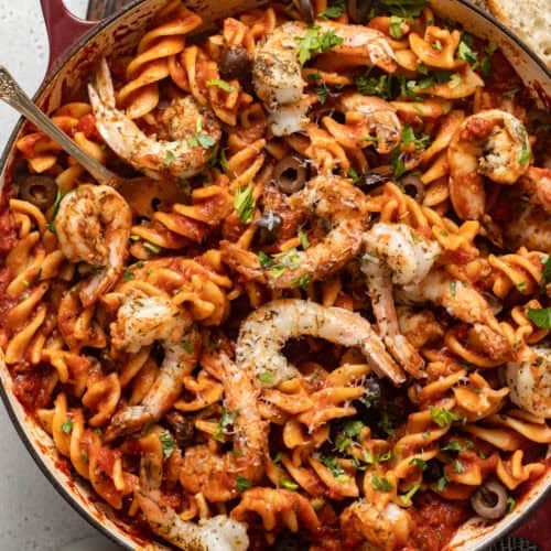 Puttanesca with Shrimp - Britney Breaks Bread