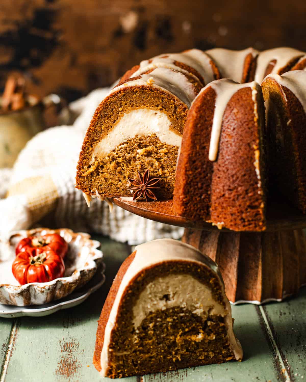 Easy Pumpkin Pound Cake (with cream cheese swirl) - Britney Breaks Bread