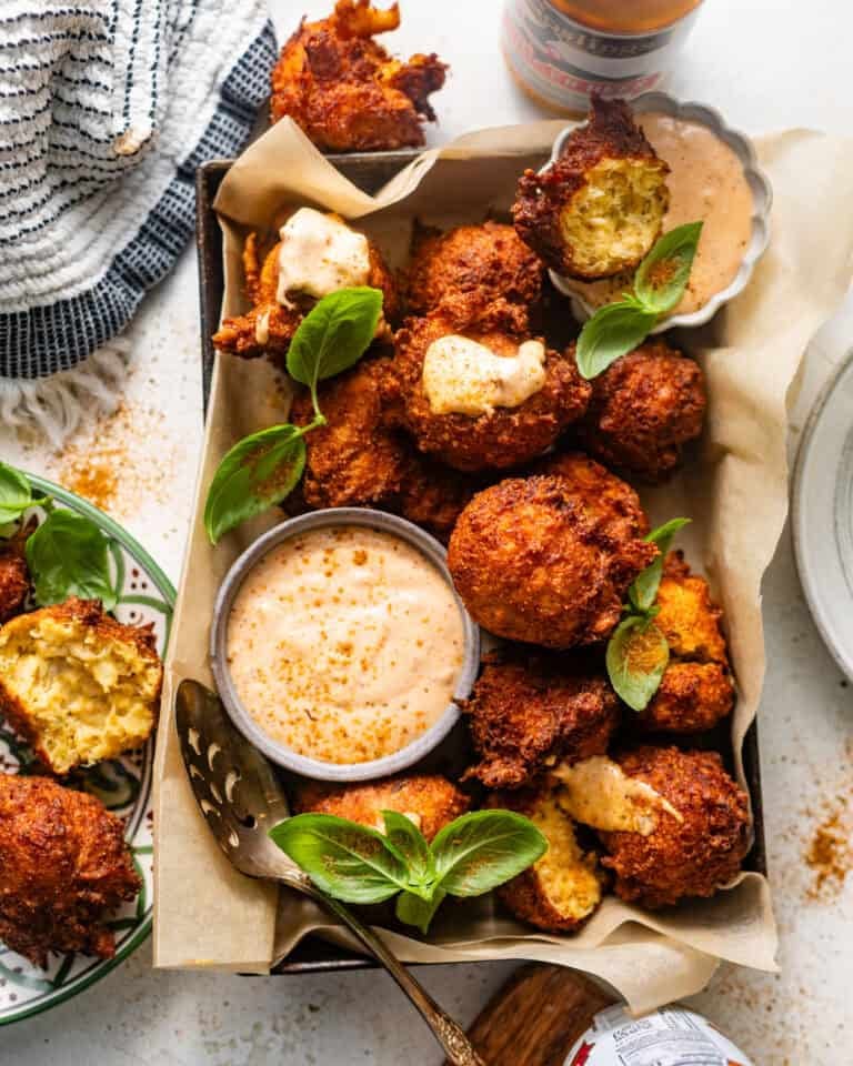 Easy Crab Beignets with Cajun Remoulade - Britney Breaks Bread